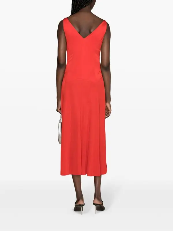 LANVIN Appliqué-detail Midi Dress - Red