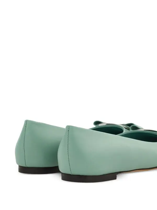 FERRAGAMO Vara-bow Lambskin Ballerina Shoes - Green