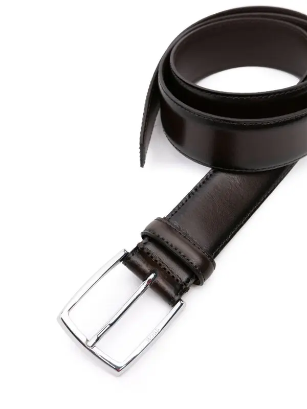 BOSS Logo-engraved Buckle Leather Belt