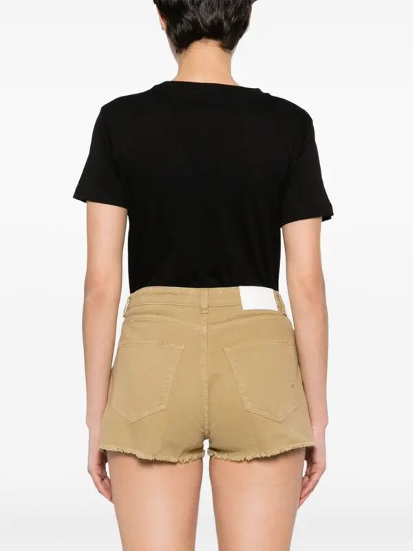 Pinko Distressed Denim Shorts With Pleat Detailing