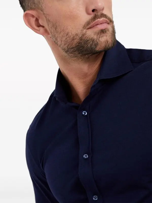 Brunello Cucinelli Spread-collar Cotton Shirt - Blue