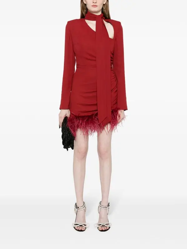 DE LA VALI Avenue Feather-trim Minidress