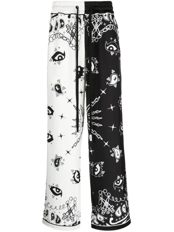HACULLA. Paisley-print Straight-leg Trousers - Black
