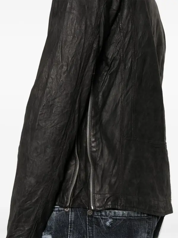 GIORGIO BRATO Crinkled Leather Biker Jacket
