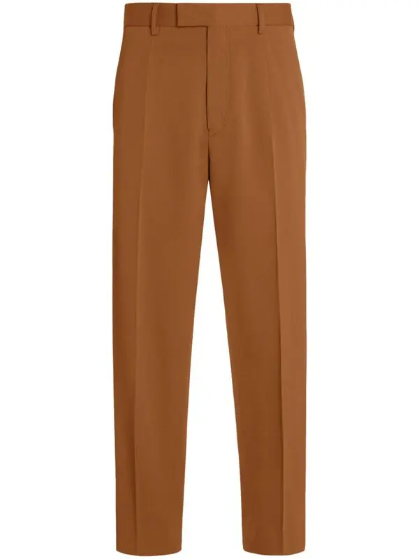 Zegna Pressed-crease Straight-leg Trousers - Brown
