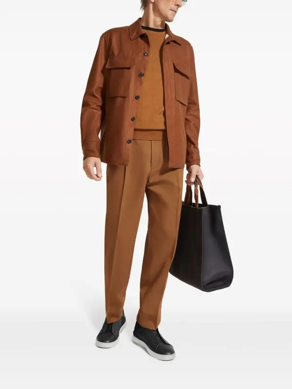 Zegna Pressed-crease Straight-leg Trousers - Brown