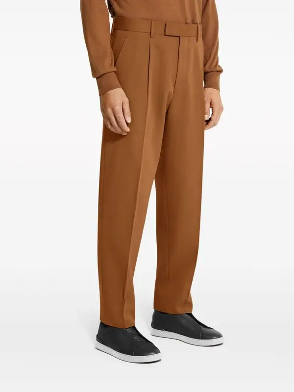 Zegna Pressed-crease Straight-leg Trousers - Brown