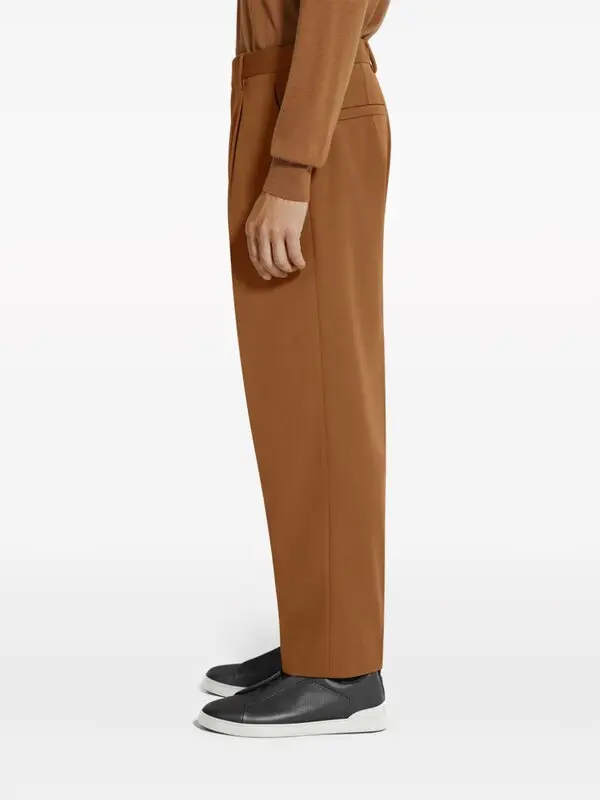 Zegna Pressed-crease Straight-leg Trousers - Brown