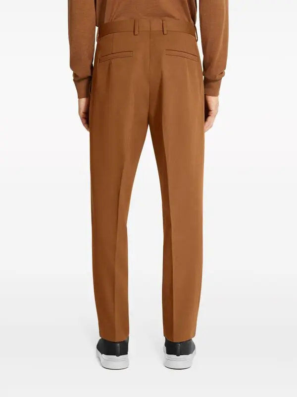 Zegna Pressed-crease Straight-leg Trousers - Brown