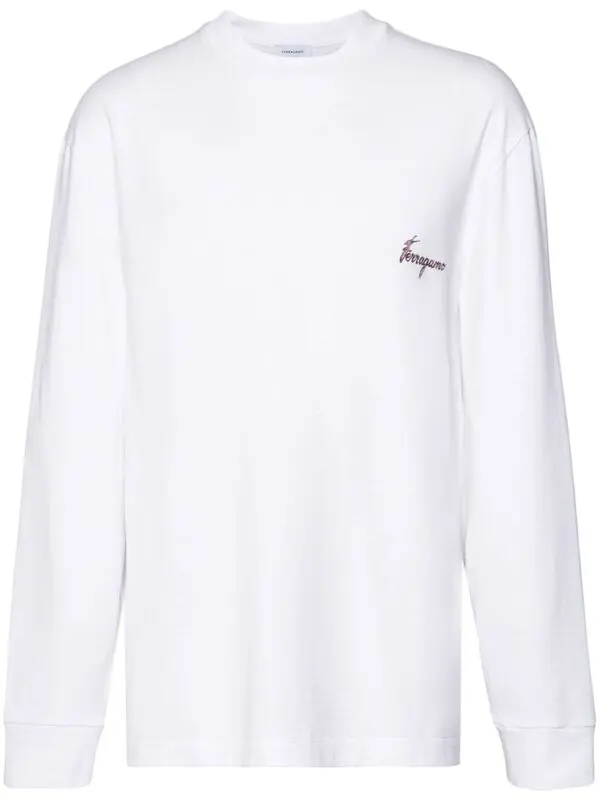 FERRAGAMO Botanical-print Long-sleeved T-shirt