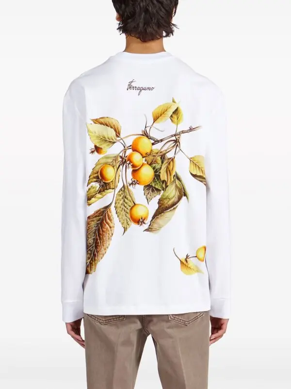 FERRAGAMO Botanical-print Long-sleeved T-shirt