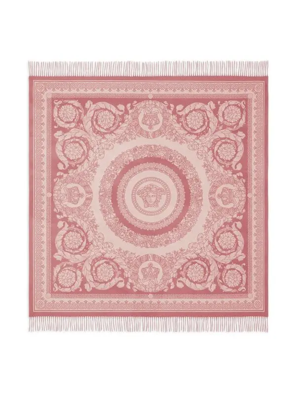 Versace Crete De Fleur-pattern Fringed Blanket