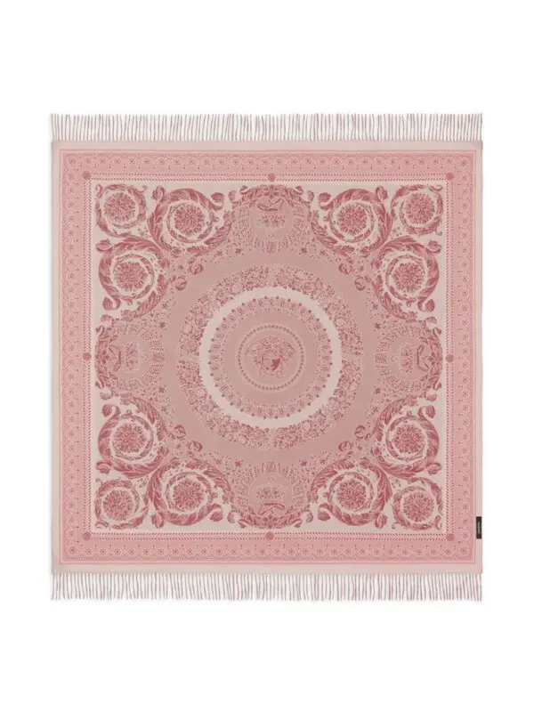 Versace Crete De Fleur-pattern Fringed Blanket