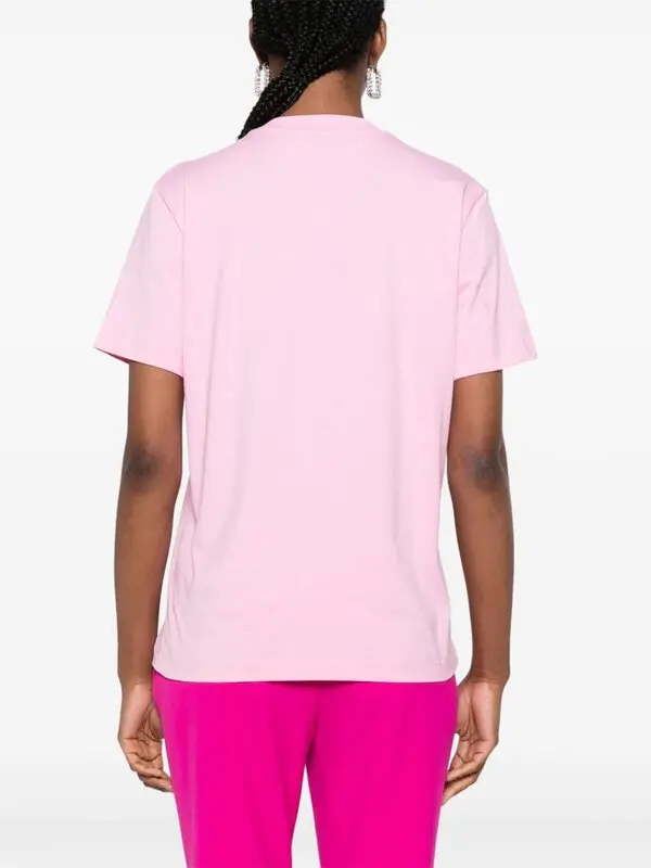 MSGM Logo-embroidered Cotton T-shirt - Pink