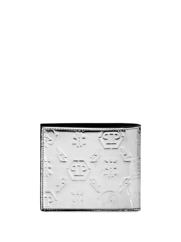 Philipp Plein Monogram-embossed Metallic Wallet
