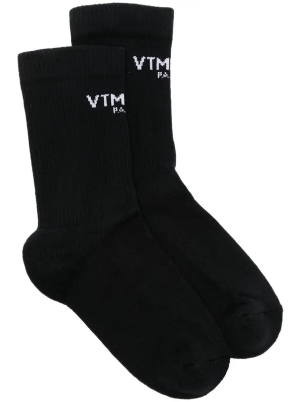 VTMNTS Intarsia-knit Logo Socks - Black
