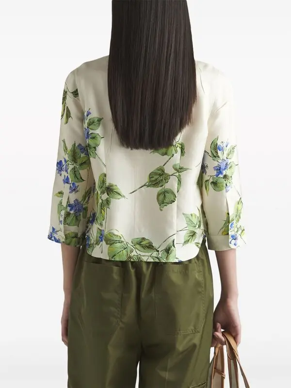 Prada Floral-print Silk Shirt - Neutrals