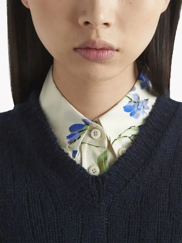 Prada Floral-print Silk Shirt - Neutrals