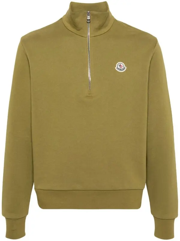 Moncler Appliqué-logo Cotton Sweatshirt - Green