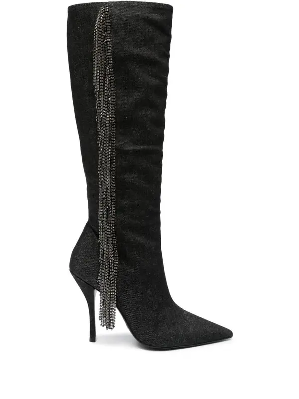 STUART WEITZMAN Crystal Fringe Knee-high Boots