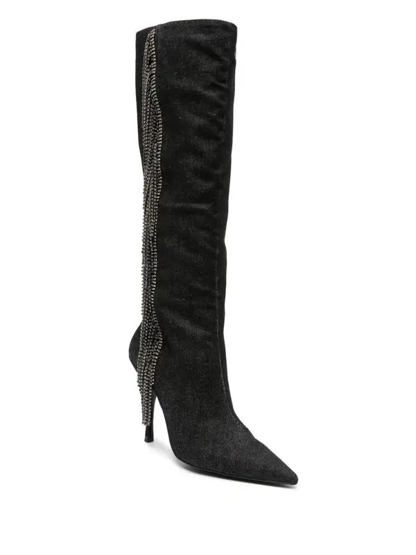 STUART WEITZMAN Crystal Fringe Knee-high Boots