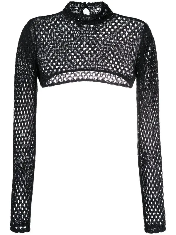 MOSCHINO JEANS Perforated Crop Top - Black