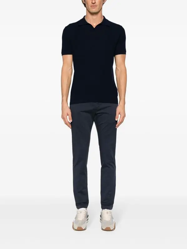 BRIGLIA 1949 Low-rise Stretch-cotton Tapered Chinos - Blue