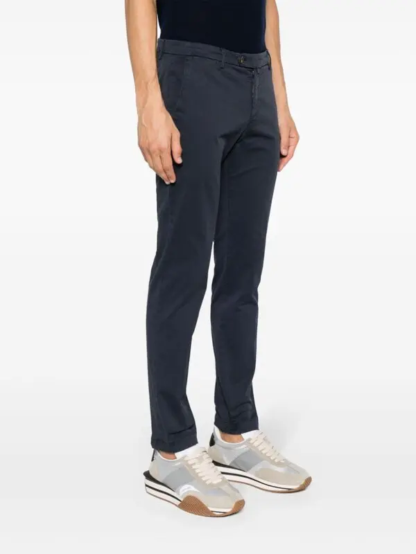 BRIGLIA 1949 Low-rise Stretch-cotton Tapered Chinos - Blue