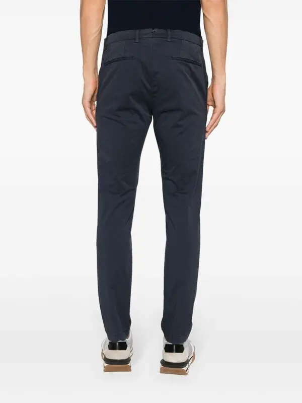 BRIGLIA 1949 Low-rise Stretch-cotton Tapered Chinos - Blue