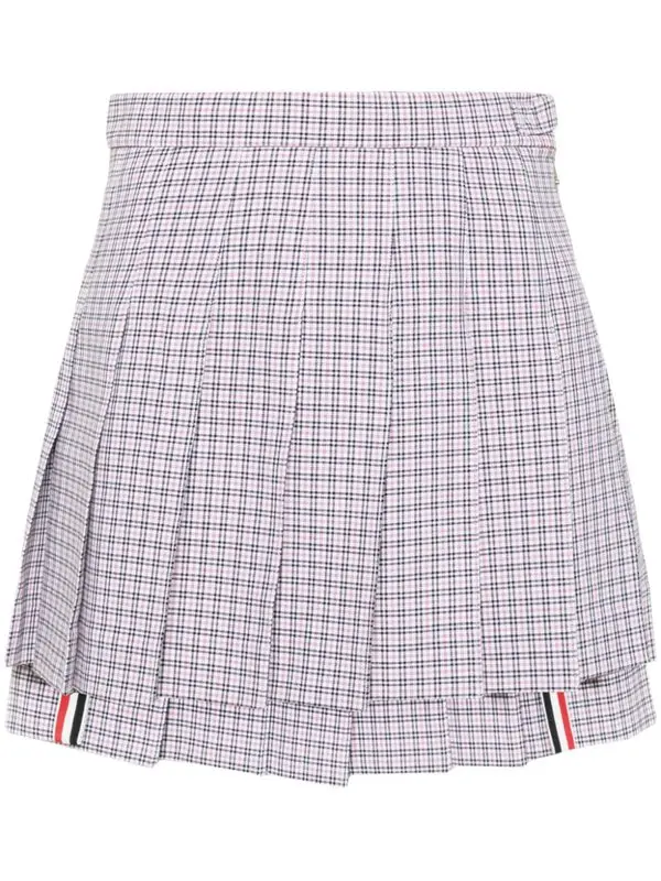 Thom Browne Check-pattern Pleated Miniskirt