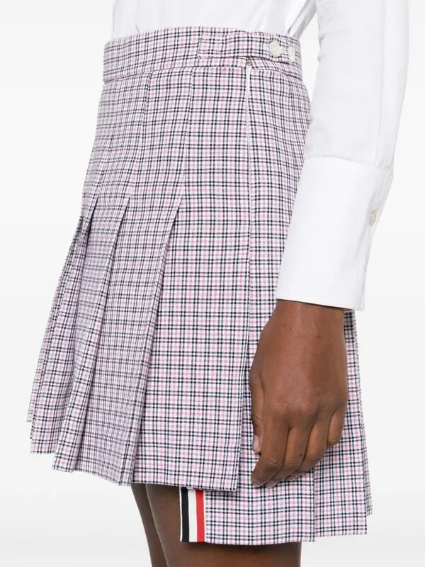 Thom Browne Check-pattern Pleated Miniskirt