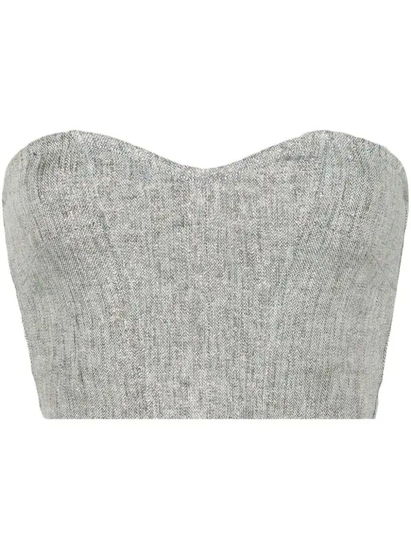 FORTE_FORTE Chevron-knit Lurex Strapless Top - Blue