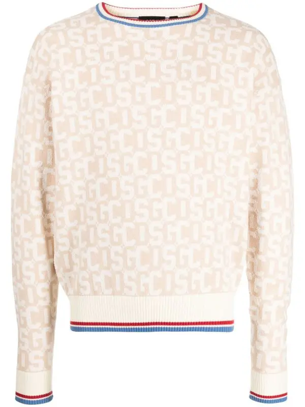 Gcds Intarsia-knit Logo Jumper - Neutrals