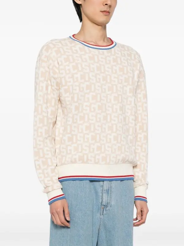Gcds Intarsia-knit Logo Jumper - Neutrals