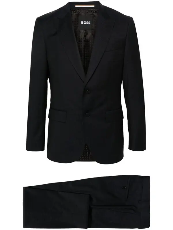 BOSS Single-breasted Virgin Wool Suit - Blue