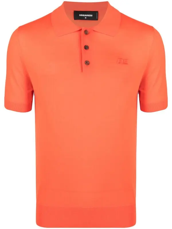 Dsquared2 Logo-embroidered Virgin Wool Polo Shirt - Orange