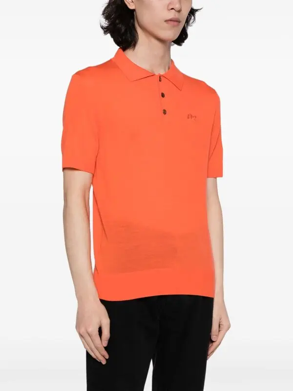 Dsquared2 Logo-embroidered Virgin Wool Polo Shirt - Orange