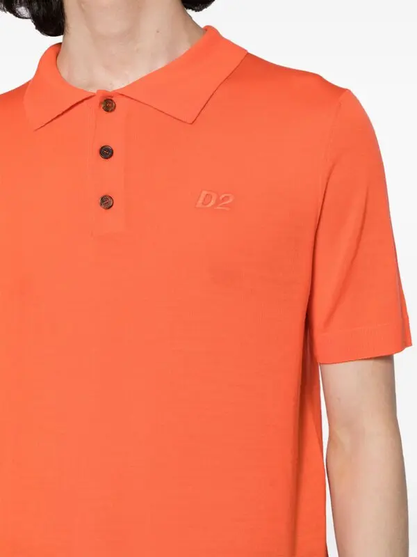 Dsquared2 Logo-embroidered Virgin Wool Polo Shirt - Orange