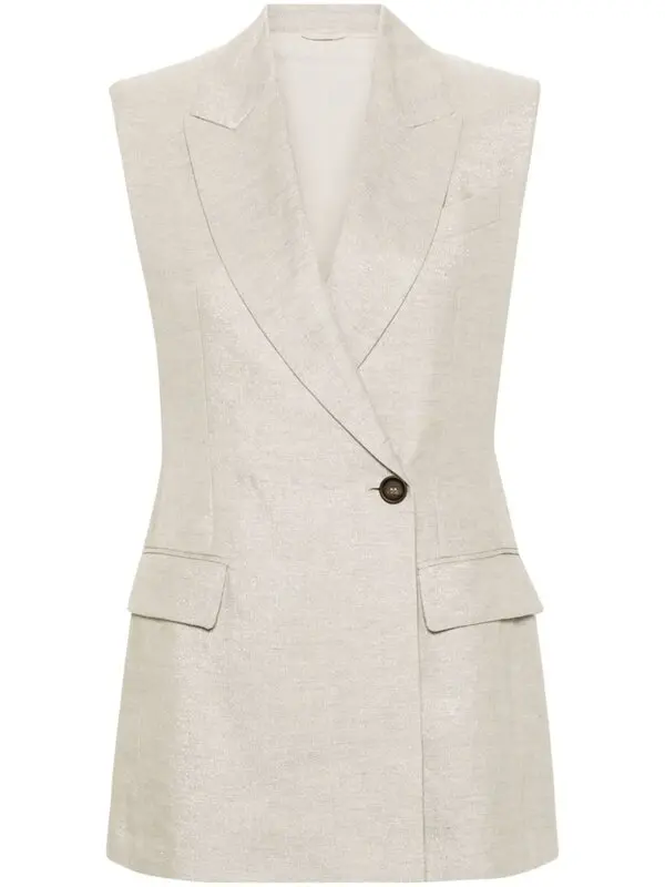 Brunello Cucinelli Metallic-threading Sleeveless Blazer