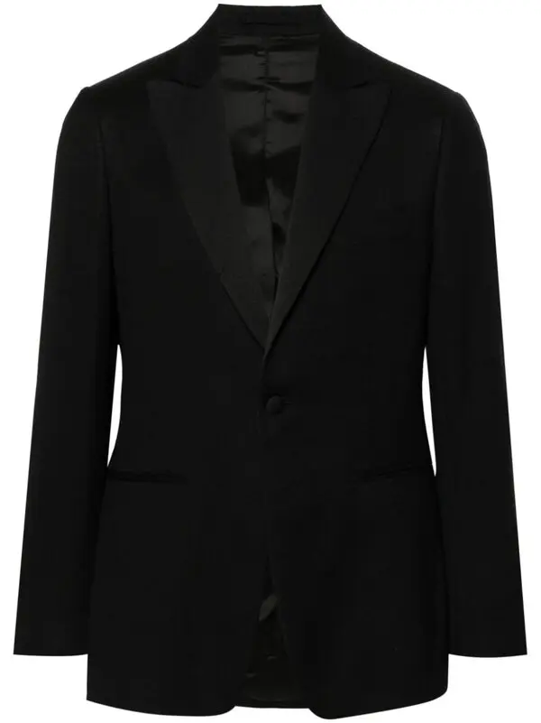 LARDINI Single-breasted Wool-blend Blazer - Black