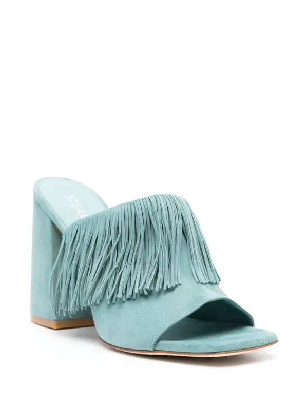 STUART WEITZMAN Tia Fringe Suede Sandals - Blue