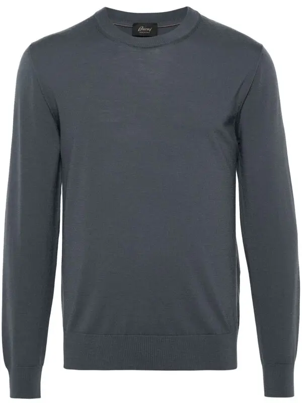 Brioni Fine-knit Wool Jumper - Blue