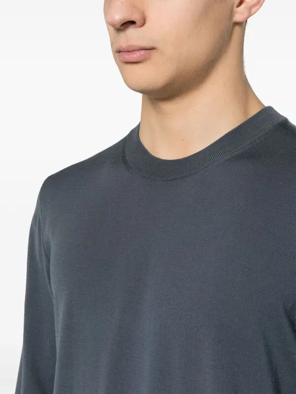 Brioni Fine-knit Wool Jumper - Blue