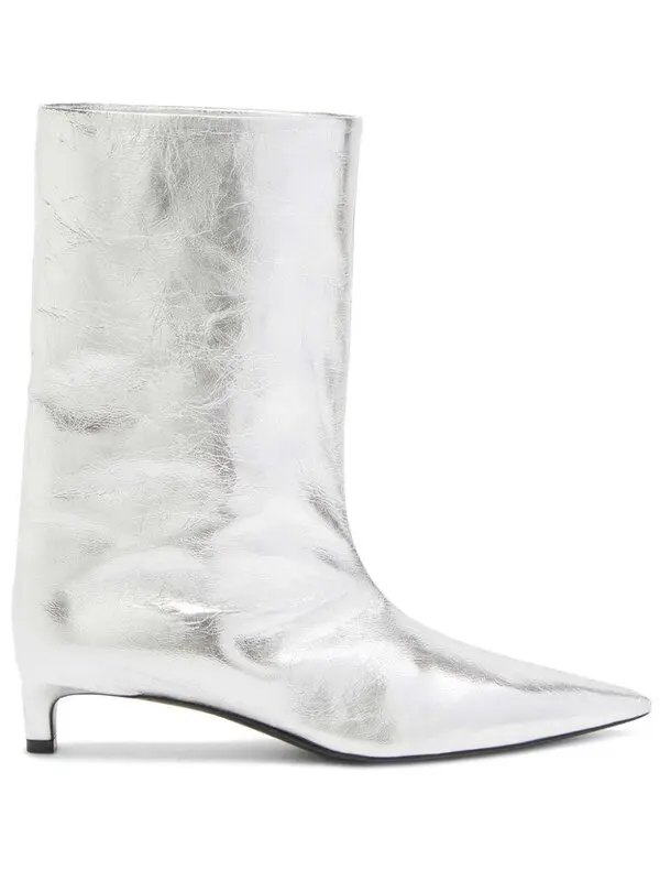 JIL SANDER Metallic Leather Ankle Boots - Grey