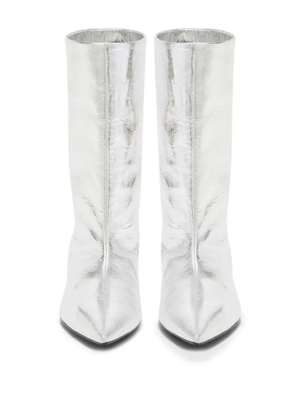 JIL SANDER Metallic Leather Ankle Boots - Grey