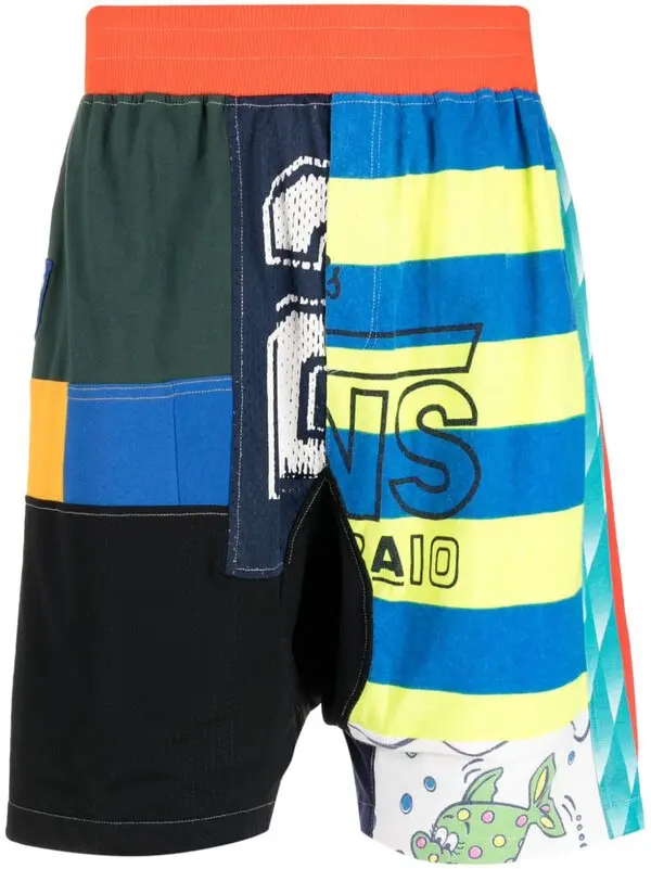 Amen Patchwork Track Shorts - Multicolour