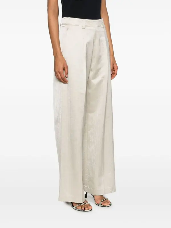 FORTE_FORTE Herringbone Straight-leg Trousers - Neutrals