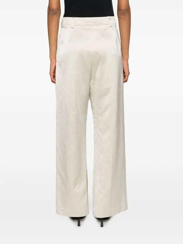 FORTE_FORTE Herringbone Straight-leg Trousers - Neutrals