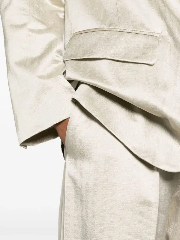 FORTE_FORTE Herringbone Straight-leg Trousers - Neutrals