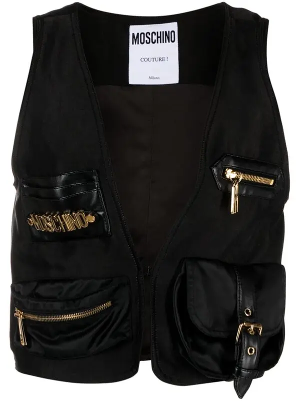 Moschino Lettering Logo-plaque Satin Gillet